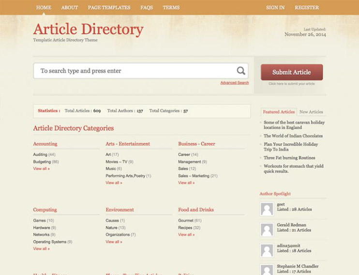 Create User Knowledge Base With this Article Directory Script - Templatic